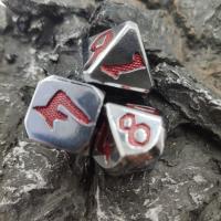 China Multipurpose Tiny Metal Dice Red Dice Polyhedral Set For Dungeons And Dragons Silver Red for sale