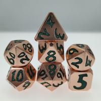 China Sharp Edge Handmade Polyhedral Dice Set High Quality Metal Special Hands Feeling Green For rpg game for sale