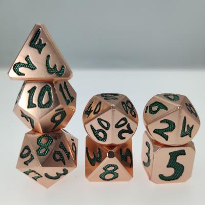 China Variety Of Colors Dice Set Polyhedral Sharp Edge Metel Green Nontoxic Metal For Rpg Game for sale