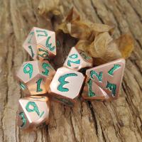 China Green Metal Copper Polyhedral Dice Practical Vintage Nice Dice Set For DND game Neat Sharp Edges for sale