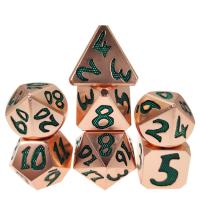 China Light Green Copper Material Game Portable Sharp Metal Hand Pouring Polyhedral Dice Set for sale