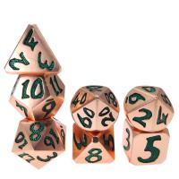 China Light Green Copper Material Game Portable Sharp Metal Hand Pouring Polyhedral Dice Set for sale