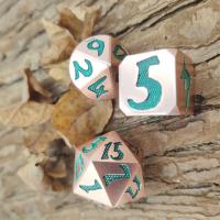 China Light Green Copper Material Game Portable Sharp Metal Hand Pouring Polyhedral Dice Set for sale