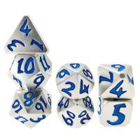 China Luxury 7 Pcs Set Sturdy For Dungeon And Dragon Hand Pouring Polyhedral Dice Silver Blue For Rpg And Dnd Game for sale