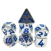 China Glow In The Dark Dice Hand Carved Manual Grinding Polyhedral Dice Sets Silver Blue for sale