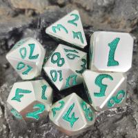 China Polyhedral Resin Dice Set Lightweight Practical Manual Grinding Polyhedral Green Gold For All Kinds Of Game for sale