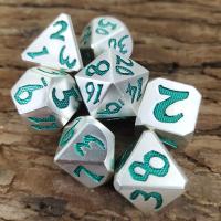 China Edge Rpg Dice Rpg Dice Odorless Polyhedral Dice Lightweight Sharp Green Silver Metal for sale
