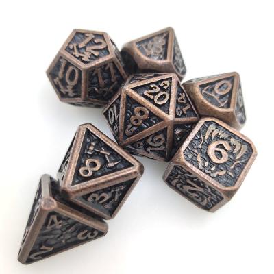 China Odorless Sharp Wear Resistant Metal Mini colors Dice Metal RPG Dice Polyhedral Cuprum for sale