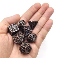 China Edge Resin Dice7 Piece Dice set Polyhedral Hand Carved Black Cuprum Polyhedral Gray for sale