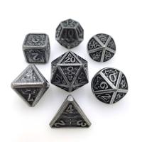 China Anti Wear Sturdy Metal RPG Dice Cuprum Polyhedral Dice Set Black And White for sale