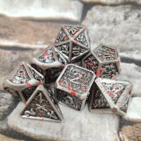 China Hand Made Metal Polyhedral Dice Set For Rpg Games Silver And Black for sale