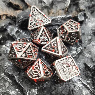 China Hand Made Metal Polyhedral Dice Set For Rpg Games Silver And Black for sale
