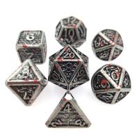 China Lightweight  Liquid Core Nontoxic Dnd Rainbow Dice Set Polyhedral Metal Black for sale