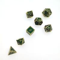 China Fancy Metal Dice Set Anti Wear 7 Piece Gaming Dice Set Wear Polyhedral Gilt Green for sale