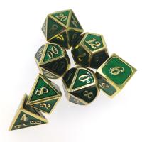 China Fancy Metal Dice Set Anti Wear 7 Piece Gaming Dice Set Wear Polyhedral Gilt Green for sale