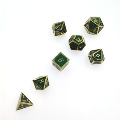 China ISO9001 White Metal Polyhedral Dice Hand Pouring Metal Handmade Table Top Dice Set Polyhedral for sale