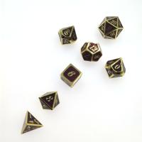 China Mini Handmade Table Top Gilt Green Dice Set Polyhedral Gift Box Packaging Smooth Finish for sale
