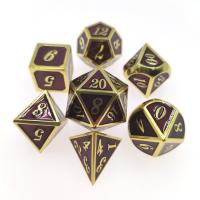 China Mini Handmade Table Top Gilt Green Dice Set Polyhedral Gift Box Packaging Smooth Finish for sale