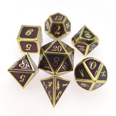 China Mini Handmade Table Top Gilt Green Dice Set Polyhedral Gift Box Packaging Smooth Finish for sale