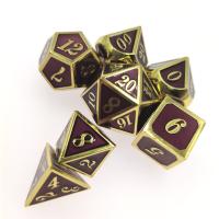 China Heavy Weight Metal RPG Dice Neat Sharp Edges Micro Dice Set Pink Polyhedral Gilt Green for sale