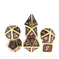 China Heavy Weight Metal RPG Dice Neat Sharp Edges Micro Dice Set Pink Polyhedral Gilt Green for sale
