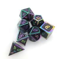 China Surface Hand Carved Resin Polyhedral Dice Set Metallic Brass for sale