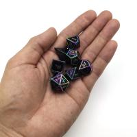 China Surface Hand Carved Resin Polyhedral Dice Set Metallic Brass for sale