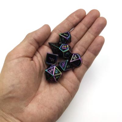 China Surface Hand Carved Resin Polyhedral Dice Set Metallic Brass for sale