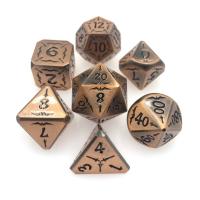 China Metal RPG Dice Set Wear Resistant Durable Gold Black Metal Dice Polyhedral for sale