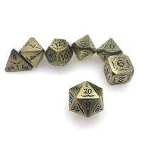 China Antiwear Exquisite Carving Core Dice Polyhedron Ancient Bronze Metal Dice Set for sale
