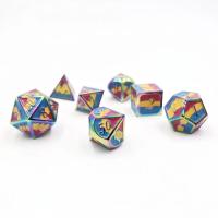 China 16mm Smooth RPG Metal Dice Custom DND Logo Rainbow Game Set for sale