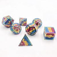 China 16mm Smooth RPG Metal Dice Custom DND Logo Rainbow Game Set for sale