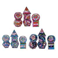 China 16mm Smooth RPG Metal Dice Custom DND Logo Rainbow Game Set for sale