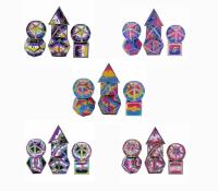 China 16mm Smooth RPG Metal Dice Custom DND Logo Rainbow Game Set for sale
