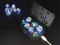 China Light Up DND Dice Rechargeable With Charging Box 7 PCS LED Electronic Dice For Tabletop for sale