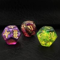 China Bescon 3 Pieces Astrological Dice Set Constellation D12 Dice 3 Colors Magical Stone for sale
