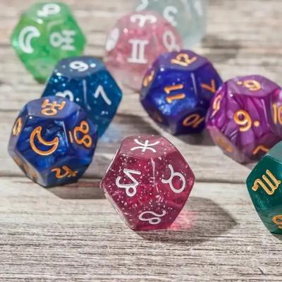 China 3pcs/ Set Resin Polyhedral Dice Multi-Color 16mm Fate Sign Number Constellation for sale