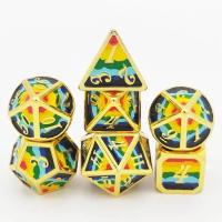 China 16mm Smooth RPG Metal Dice Custom DND Logo Rainbow Game Set for sale