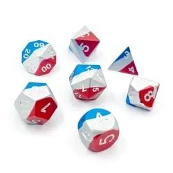 China Smooth Light Bule Metal Dice Colorful Polyhedral DND Gaming Dice Set for sale