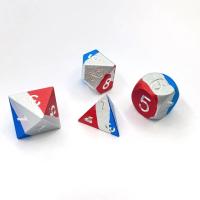 China Smooth Light Bule Metal Dice Colorful Polyhedral DND Gaming Dice Set for sale