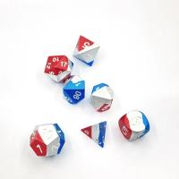 China Smooth Light Bule Metal Dice Colorful Polyhedral DND Gaming Dice Set for sale