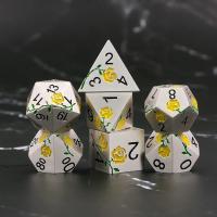 China Engraved HD Dice Red Rose Electroplated Silver Metal Dice For RPG Game for sale