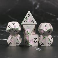 China Engraved HD Dice Red Rose Electroplated Silver Metal Dice For RPG Game for sale