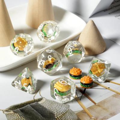 China Custom Polyhedral DND Dice Set Hamburger Gaming For RPG Role Playing Table Games for sale