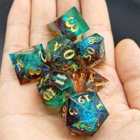 China Customized Sharp Resin Dice Set Multi Color Dragon And Dungeon DND#RPG for sale