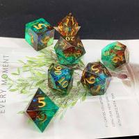 China Customized Sharp Resin Dice Set Multi Color Dragon And Dungeon DND#RPG for sale