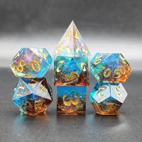 China Customized Sharp Resin Dice Set Multi Color Dragon And Dungeon DND#RPG for sale