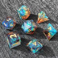 China Customized Sharp Resin Dice Set Multi Color Dragon And Dungeon DND#RPG for sale