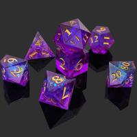China Purple Resin Dice 7PCS DND Dragon And Dungeon Polyhedron Sharp Edge for sale