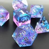 China Purple Resin Dice 7PCS DND Dragon And Dungeon Polyhedron Sharp Edge for sale
